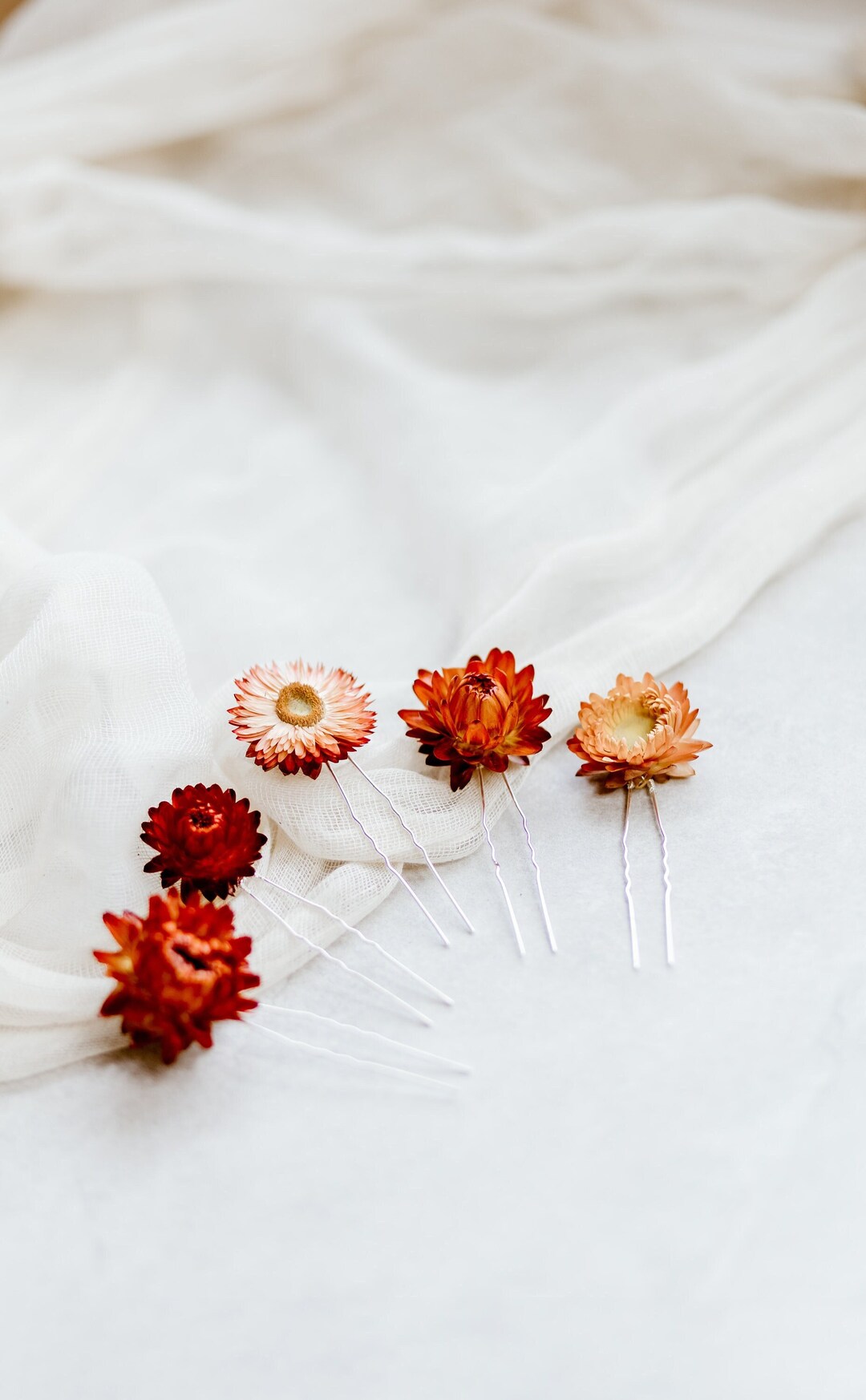 Pippa Rust Autumn Dried Straw Flower Helichrysum Wedding Hair - Etsy