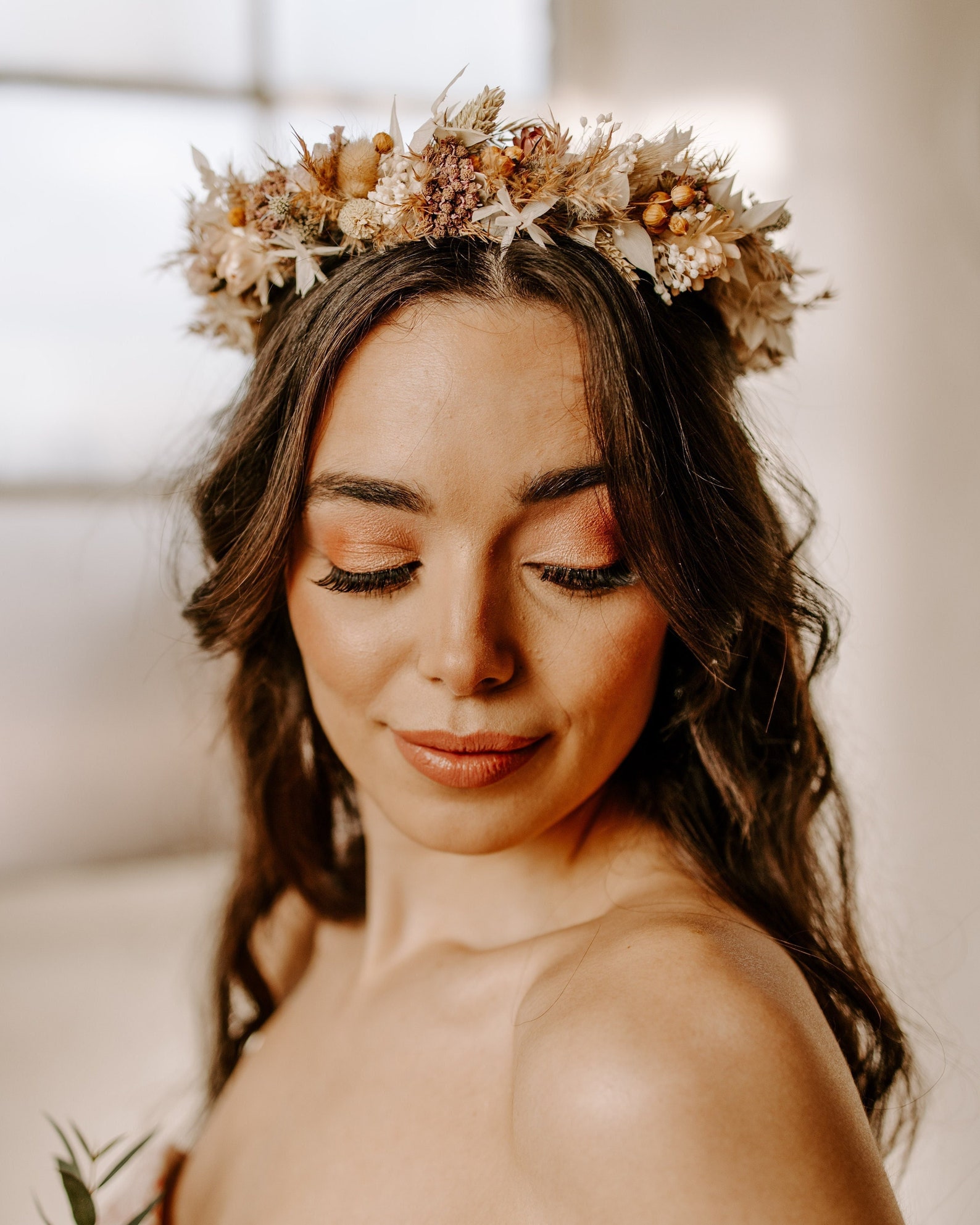 Pax Boho Dried Flower Crown Wedding Headband | Etsy UK