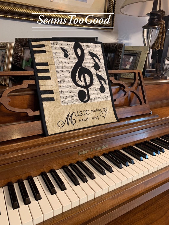 Music Note Neutral Small Quilt Wall Hanging music | Etsy