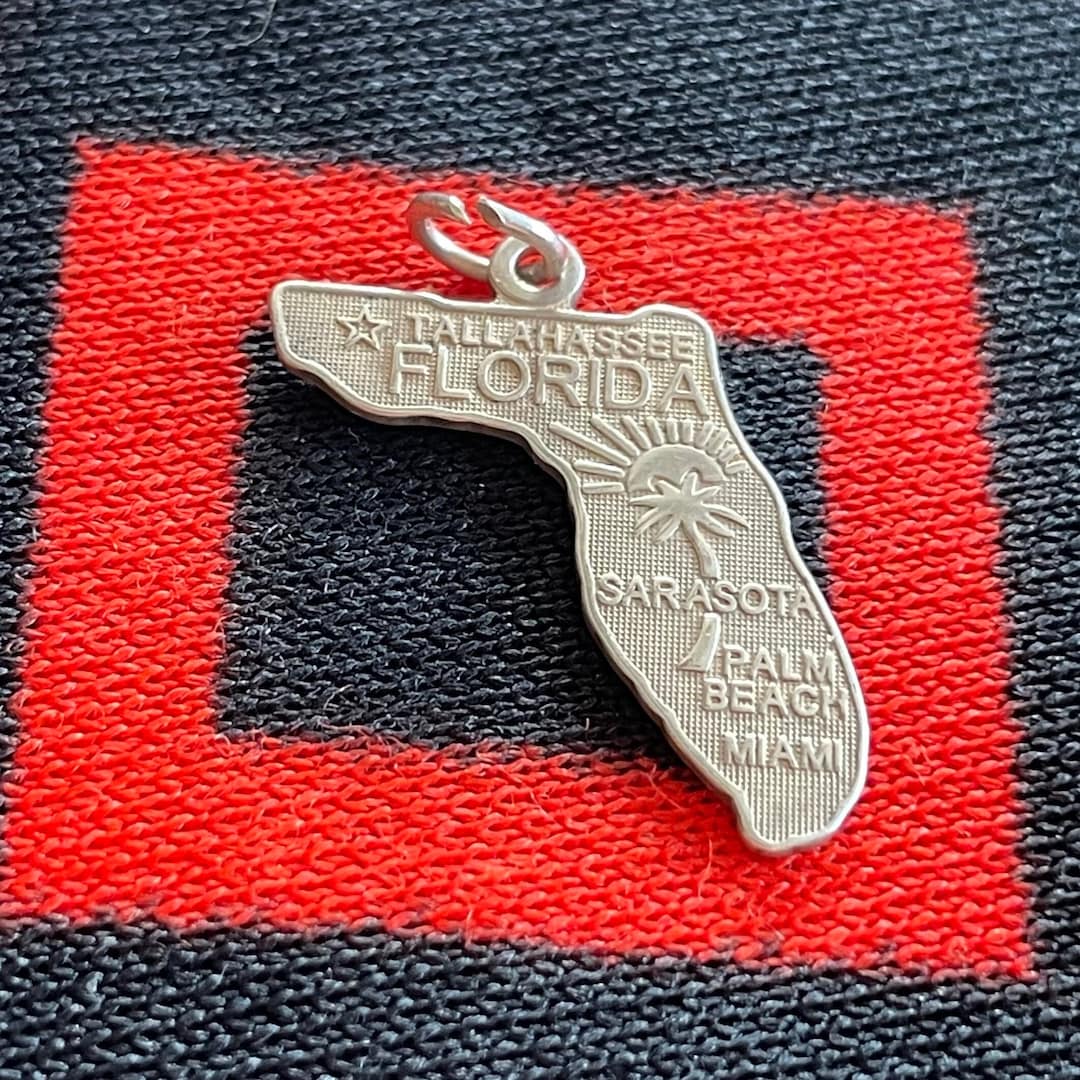 Sterling Florida Charm Florida State Map Sterling Silver Charm for ...
