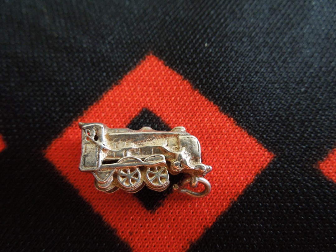 Opening Sterling Train Charm Engine Opens to Bon Voyage Inside Silver ...