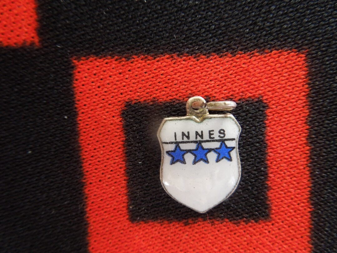Enamel Innes Charm Innes Last Name Family Crest Shield Silver Plate ...