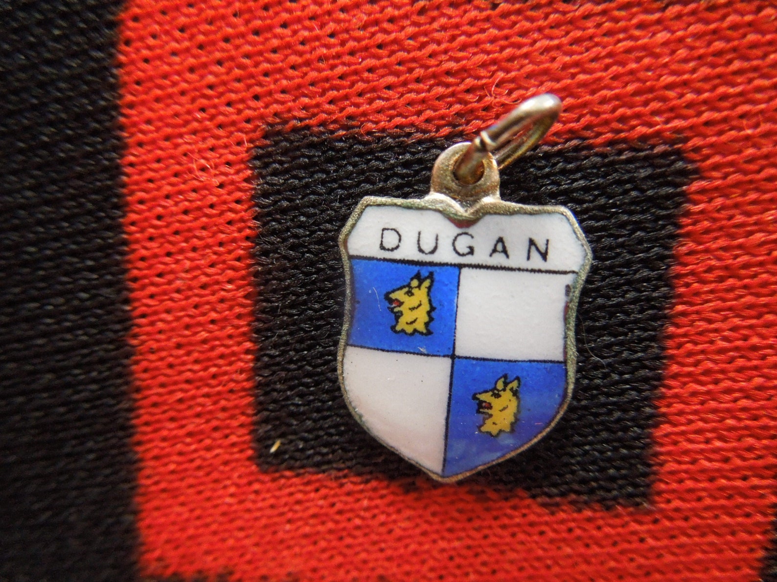 Enamel Dugan Charm Dugan Last Name Family Crest Shield Silver - Etsy