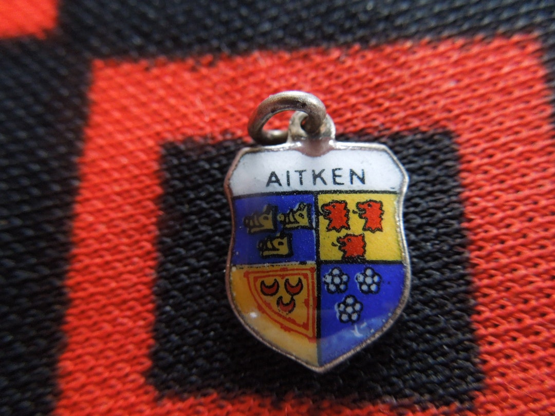 Enamel Aitken Charm Aitken Last Name Family Crest Shield - Etsy