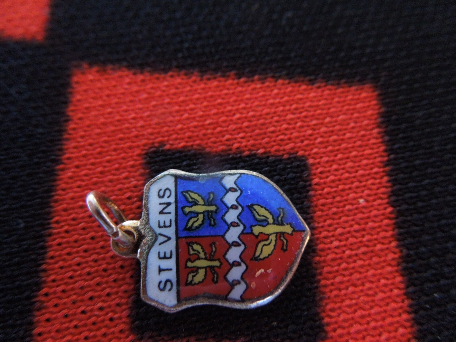 Enamel Stevens Charm Stevens Last Name Family Crest Shield Silver Plate ...