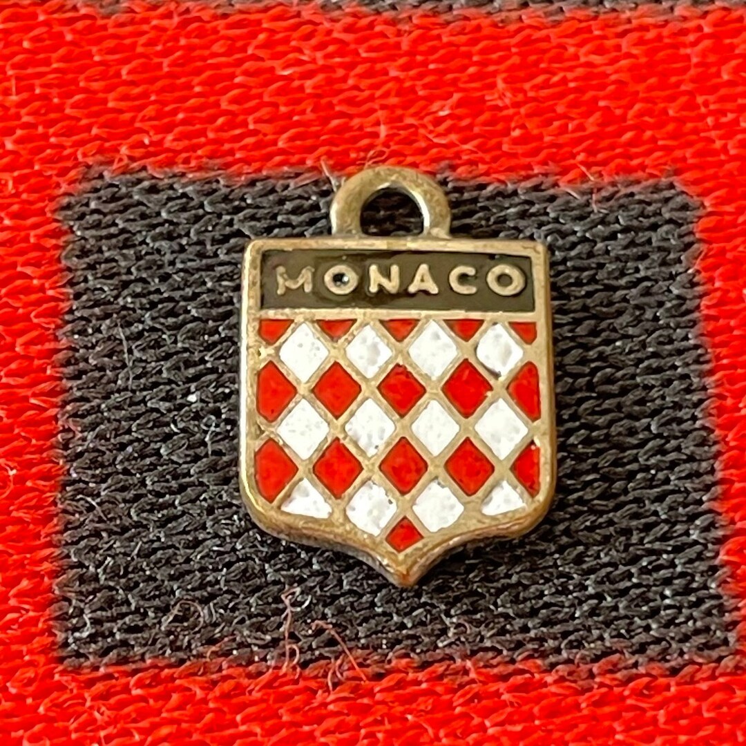 Enamel Monaco Charm France Travel Shield Silver Tone Charm for Bracelet ...