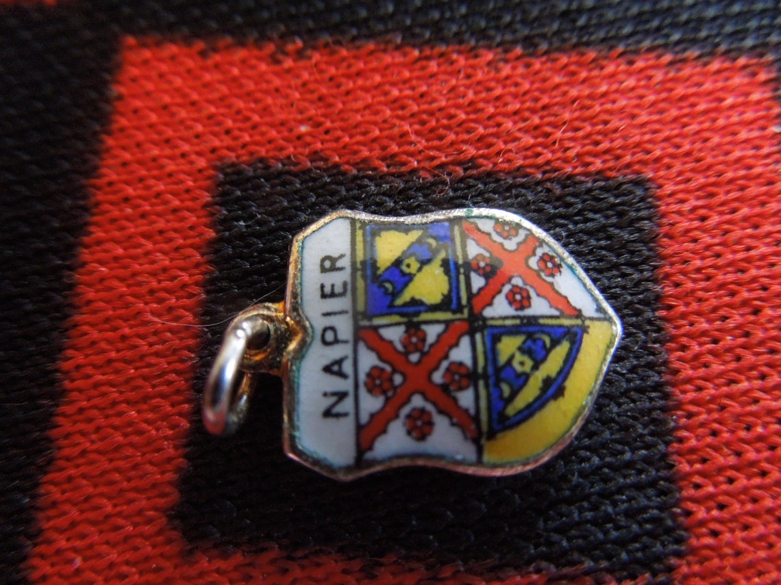 Enamel Napier Charm Napier Last Name Family Crest Shield Silver Plate ...