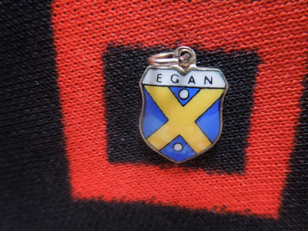 Enamel Egan Charm Egan Last Name Family Crest Shield Silver Plate Charm ...