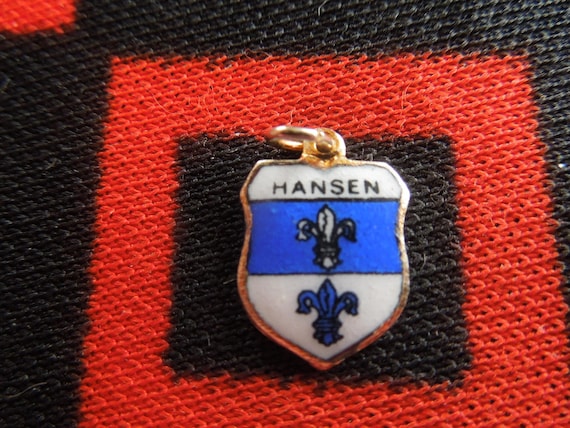 Enamel Hansen Charm Hansen Last Name Family Crest Shield | Etsy