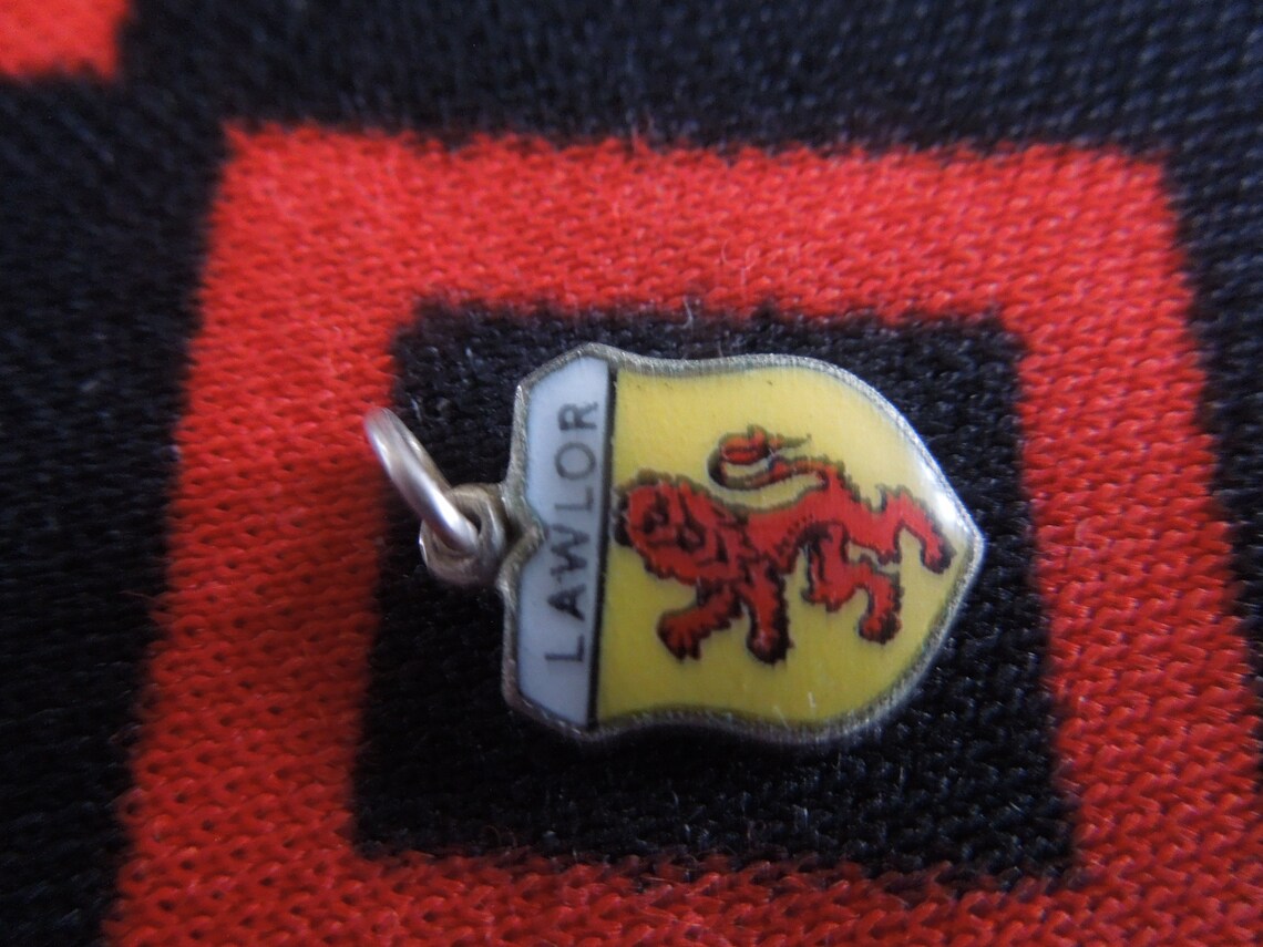 Enamel Lawlor Charm Lawlor Last Name Family Crest Shield Silver Plate ...