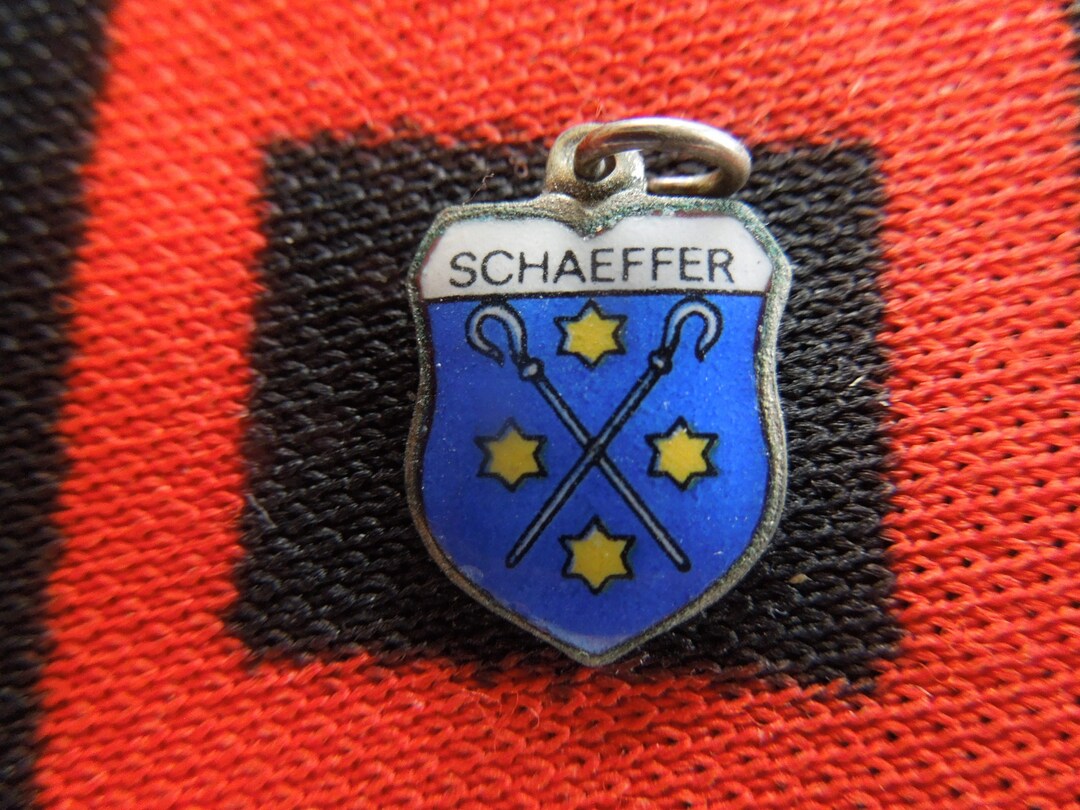 Enamel Schaeffer Charm Schaeffer Last Name Family Crest Shield Silver ...