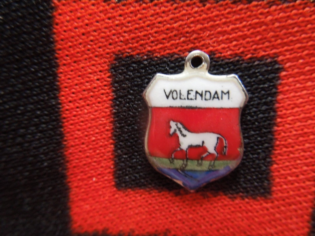 Enamel Silver Volendam Charm the Netherlands Travel Shield 835 Silver ...
