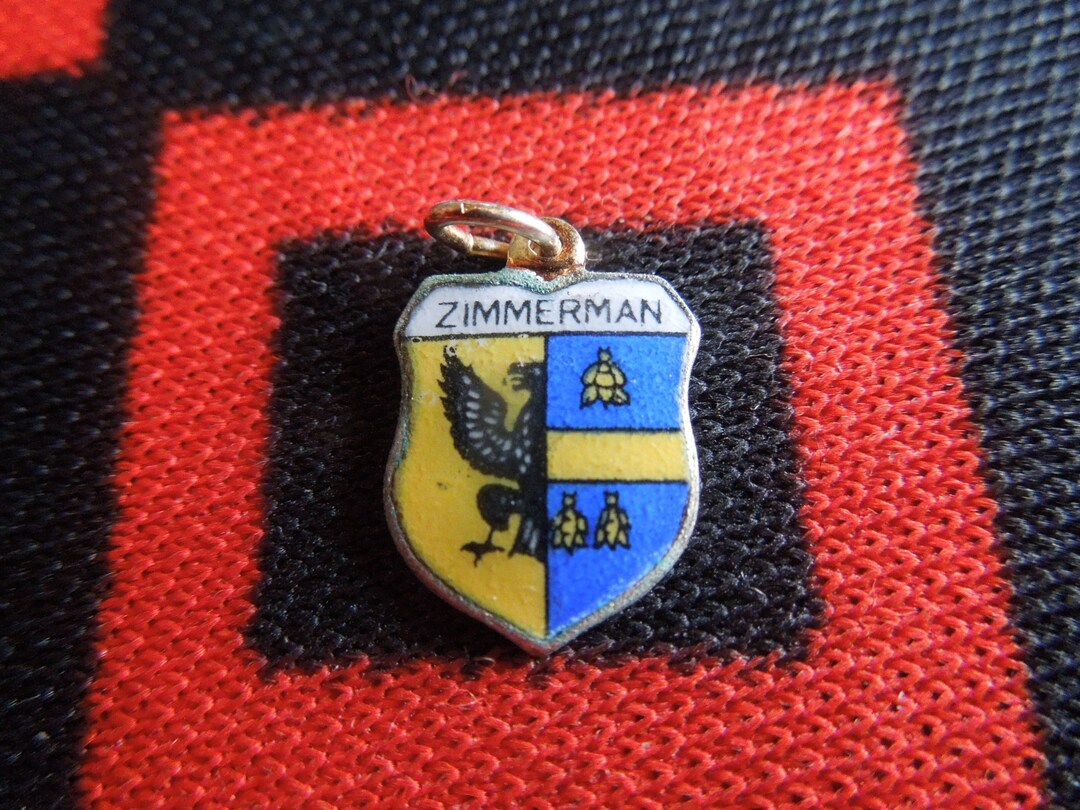 Enamel Zimmerman Charm Zimmerman Last Name Family Crest Shield Silver ...