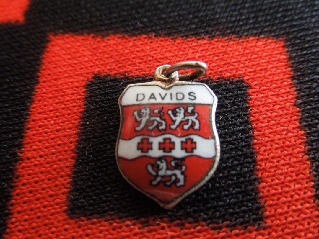 Enamel Davids Charm Davids Last Name Family Crest Shield Silver Plate ...