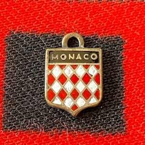 Enamel Monaco Charm France Travel Shield Silver Tone Charm for Bracelet From Charmhuntress 08198 ...