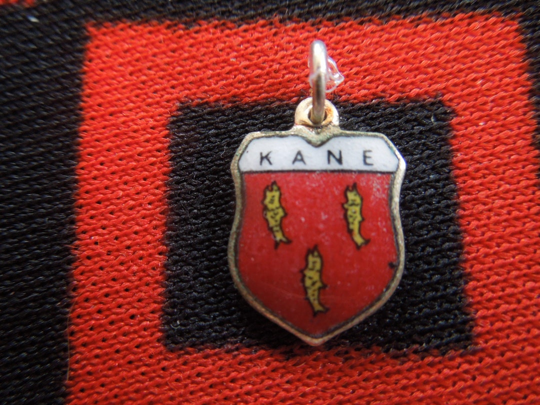 Enamel Kane Charm Kane Last Name Family Crest Shield Silver Plate Charm ...
