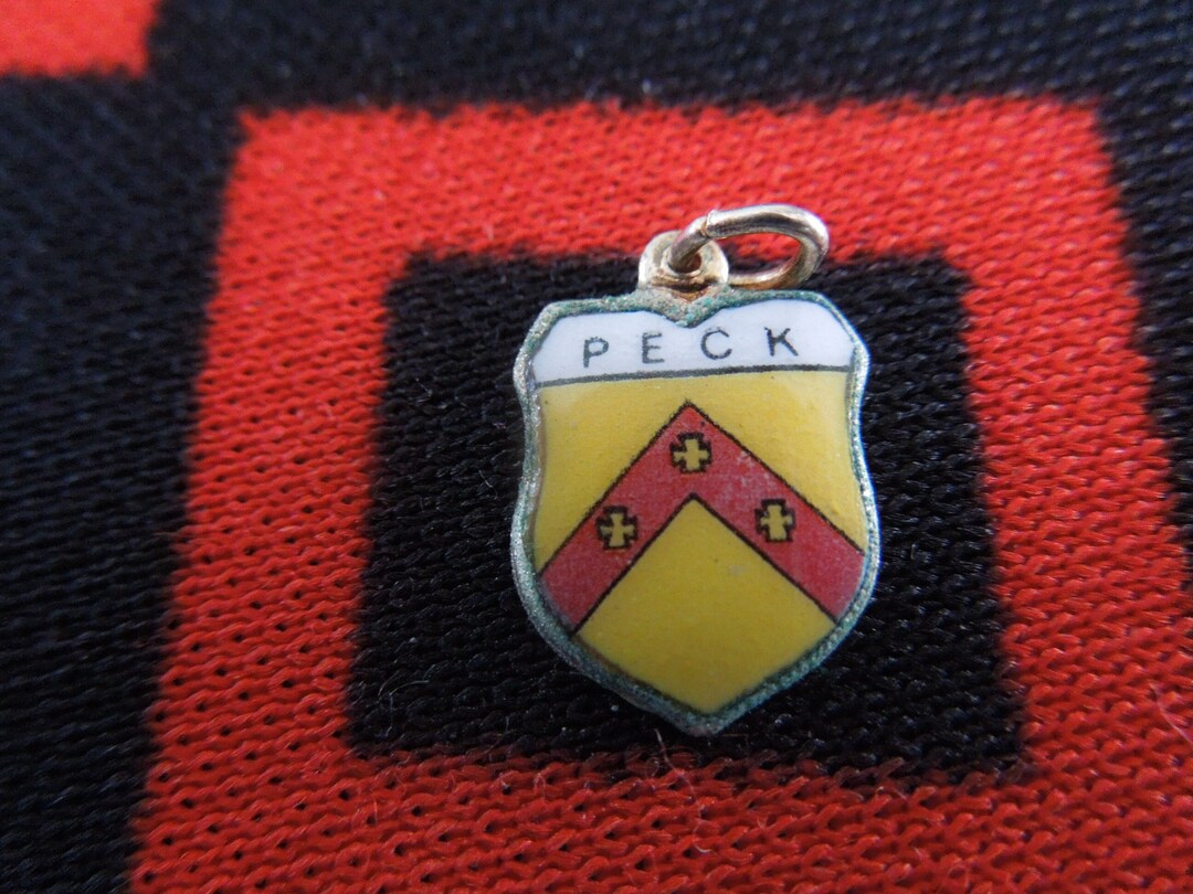 Enamel Peck Charm Peck Last Name Family Crest Shield Silver Plate Charm ...