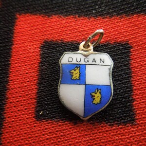 Enamel Dugan Charm Dugan Last Name Family Crest Shield Silver Plate ...