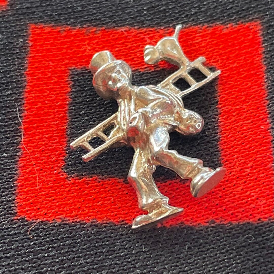 Silver Chimney Sweep Charm Vintage Chimney Sweep Man Carrying Ladder ...