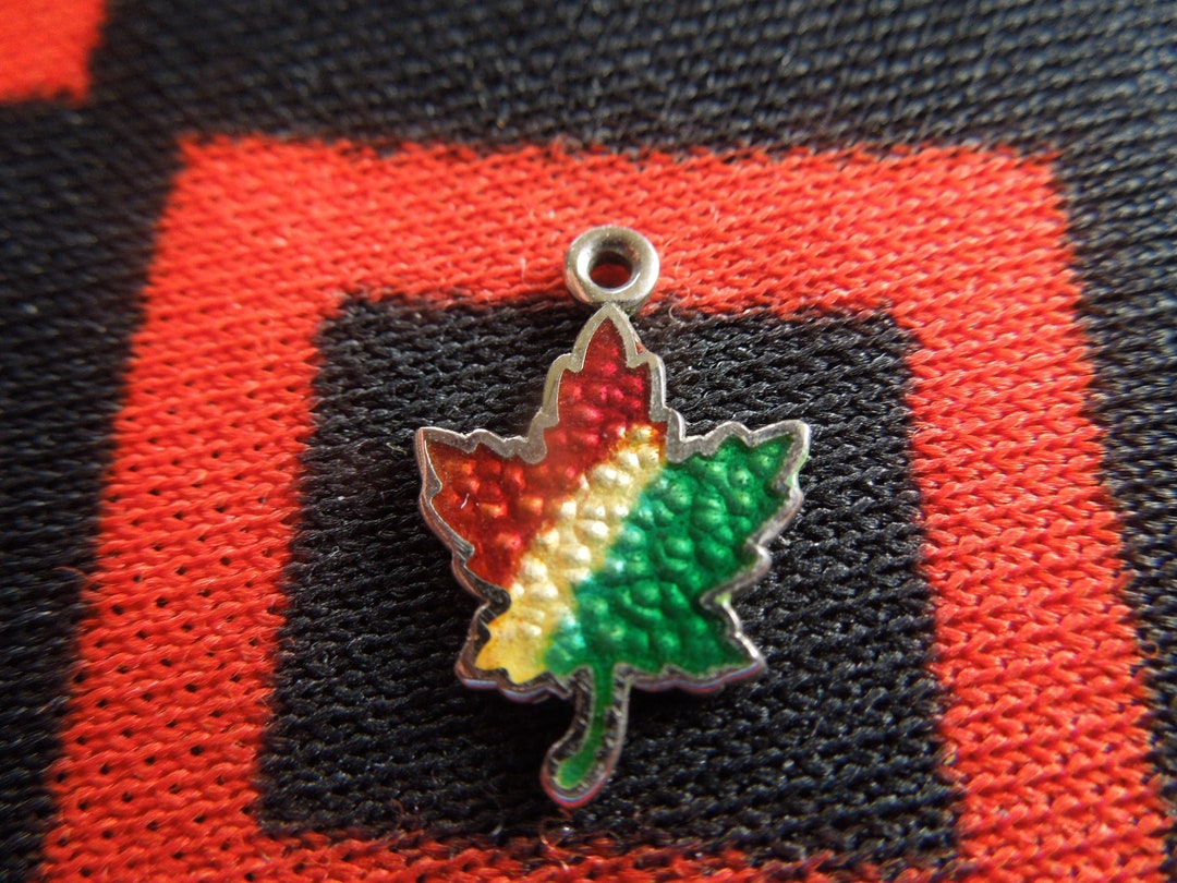 Enamel Sterling Canada Maple Leaf Charm Sterling Silver Charm for ...