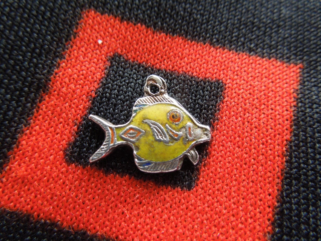 Enamel Sterling Fish Charm Tropical Fish Angel Fish Silver Charm for ...