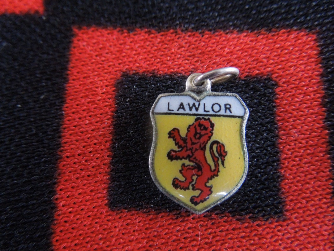 Enamel Lawlor Charm Lawlor Last Name Family Crest Shield Silver Plate ...