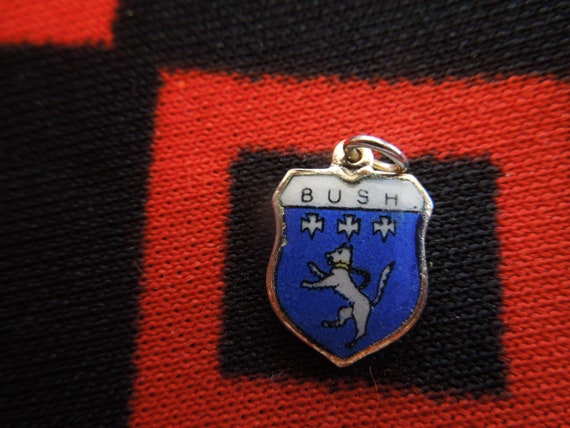 Enamel Bush Charm Bush Last Name Family Crest Shield Silver | Etsy