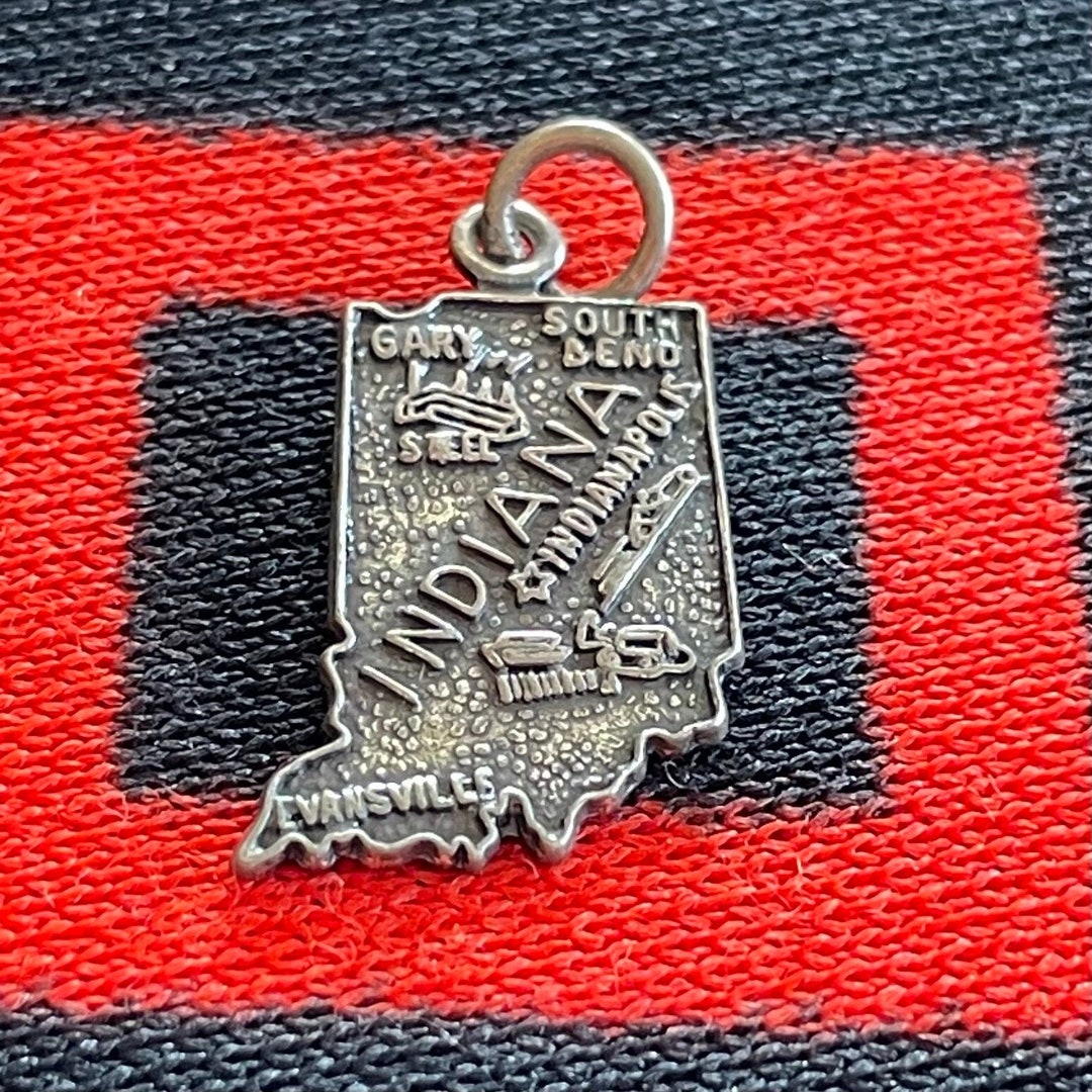 Sterling Indiana Charm Indiana State Map Silver Charm for Bracelet From ...