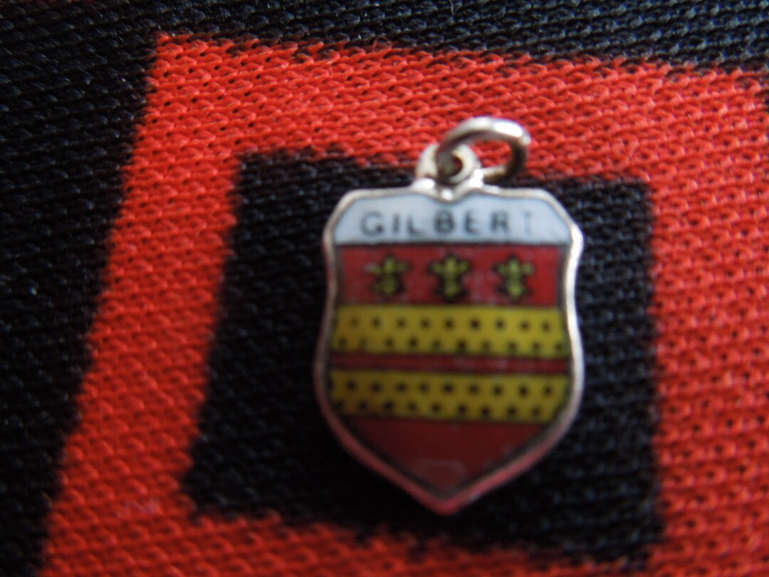 Enamel Gilbert Charm Gilbert Last Name Family Crest Shield Silver Plate ...