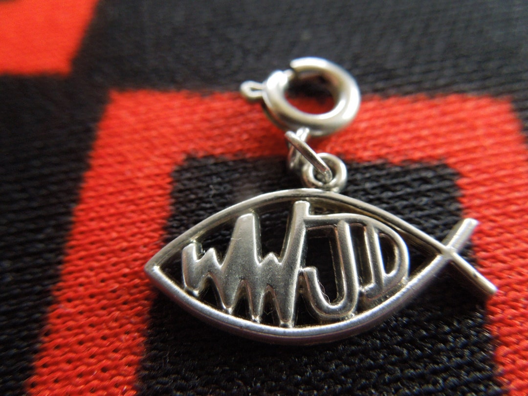 Sterling WWJD Fish Charm Christian What Would Jesus Do Sterling Silver ...
