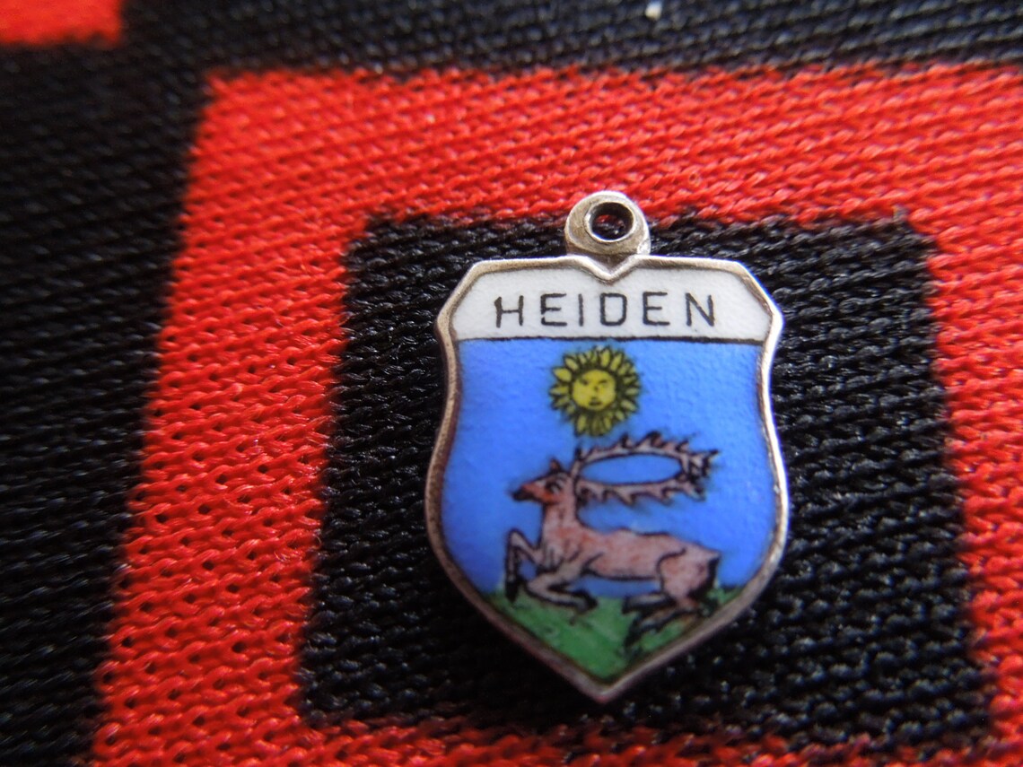 Enamel Silver Heiden Charm Coat of Arms Germany Travel Shield - Etsy