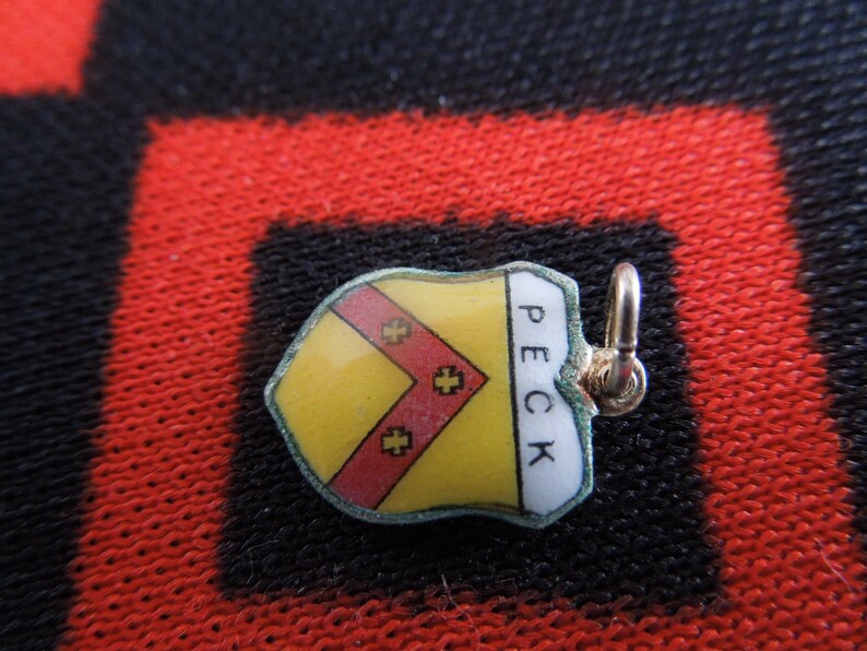 Enamel Peck Charm Peck Last Name Family Crest Shield Silver - Etsy
