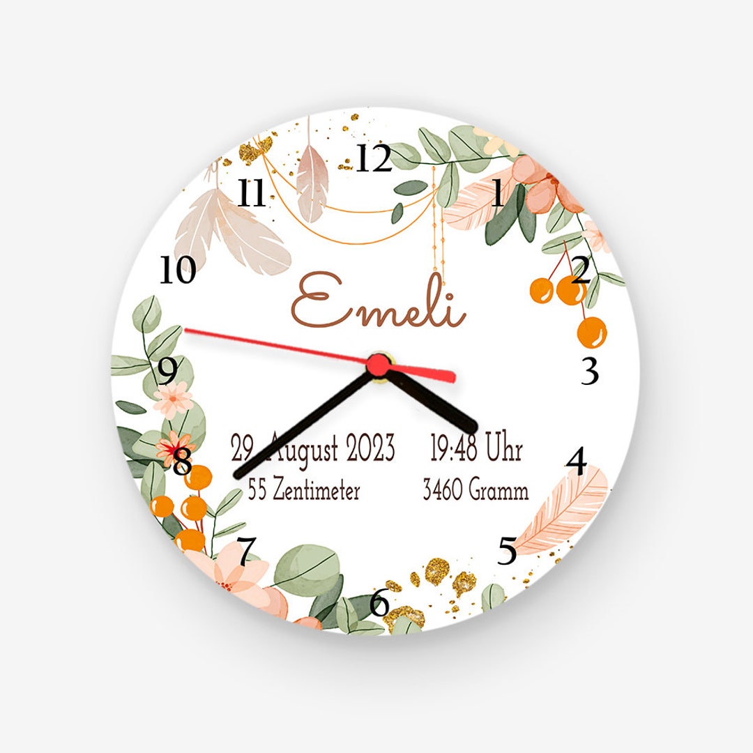 Wanduhr Geburt Baby Personalisiert Mit Name Geburtsdaten - Etsy