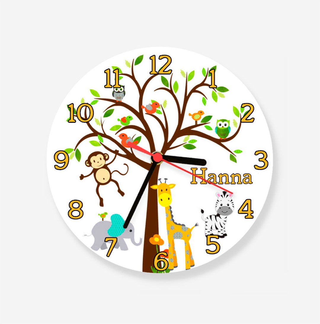 Wanduhr Dschungel Uhr Tiere Mit Namen Kinderwanduhr - Etsy