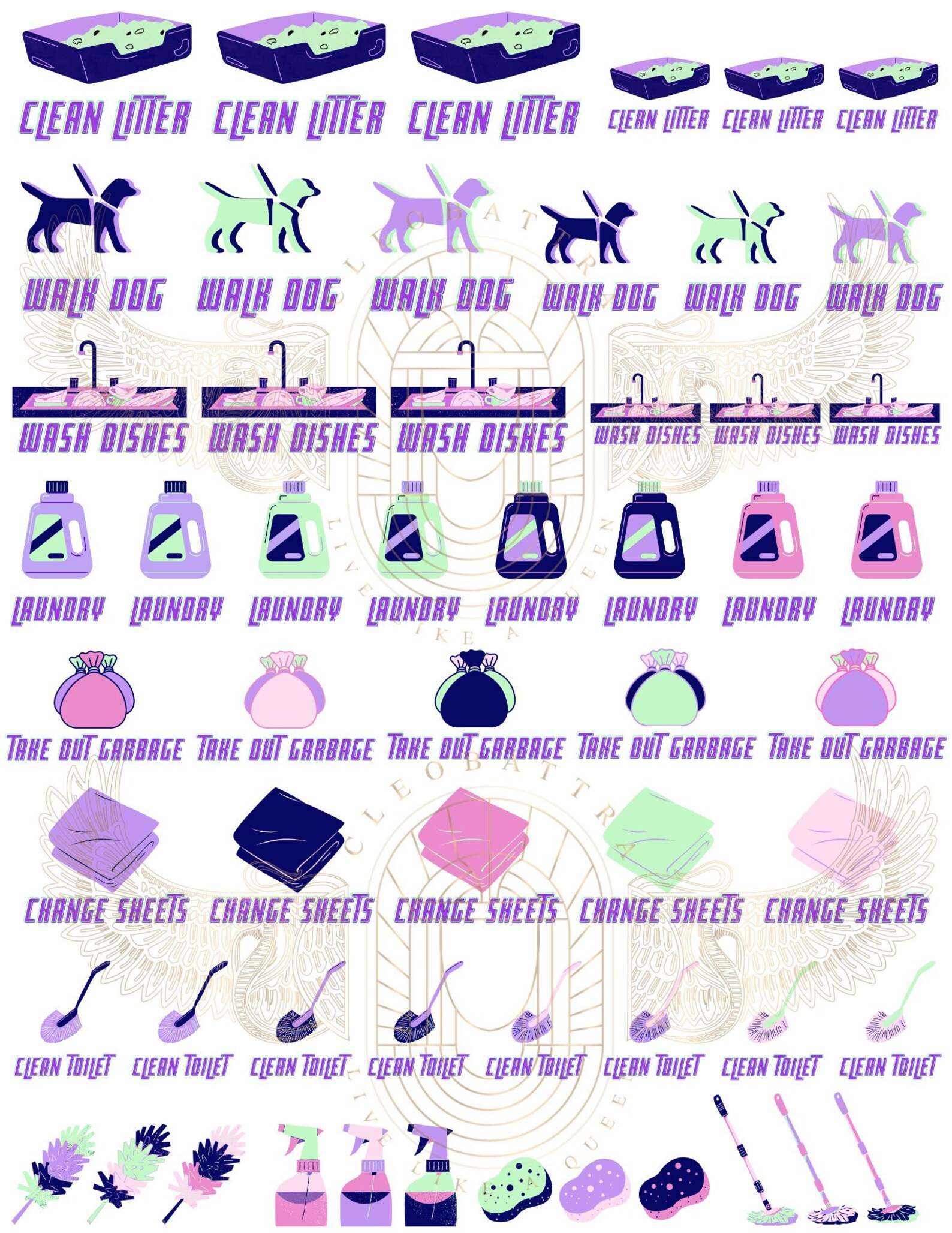 Vaporwave Y2K Pastel Chore Productivity Instant Download Printable ...