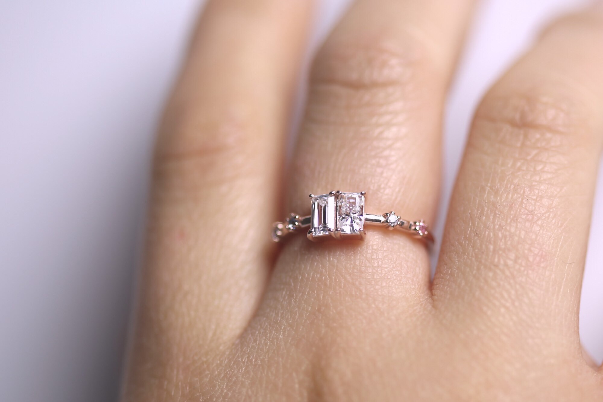 Sterling silver square stone ring multi stone ring dainty | Etsy