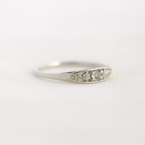 March Birth Ring, Birthstone Ring, Birthflower Ring, Aquamarine Ring ...