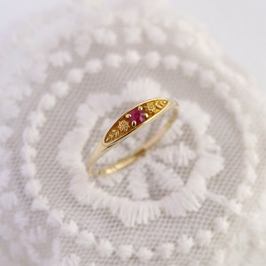 July Birth Ring, Birthflower Ring, Birthstone Ring, Ruby Ring, Gold ...