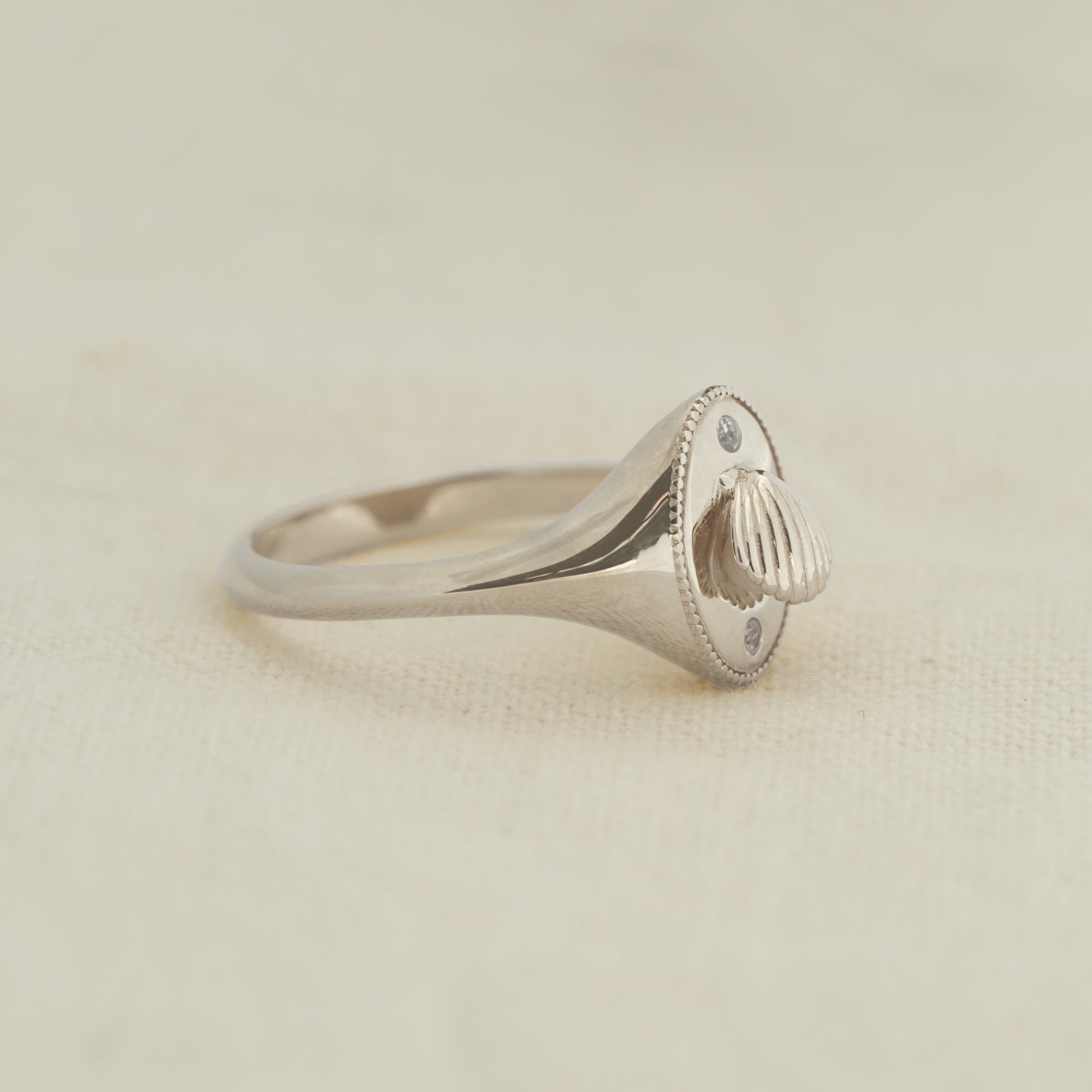 Venus Signet Ring, Statement Ring, Pearl Ring, Moissanite Ring, 14k ...