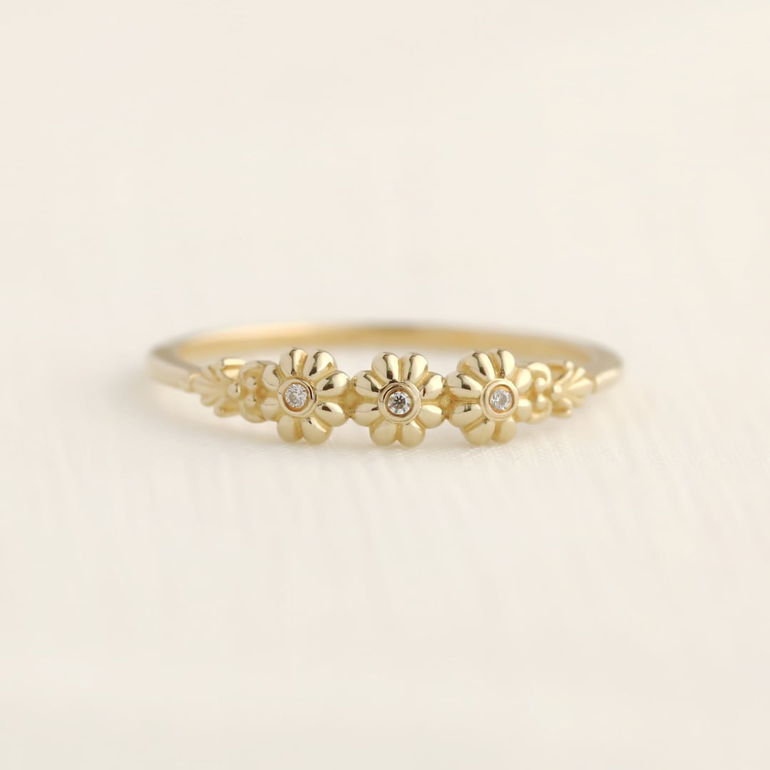 Marigold Ring, Flower Ring, Statement Ring, Wedding Band, Stacking Ring ...