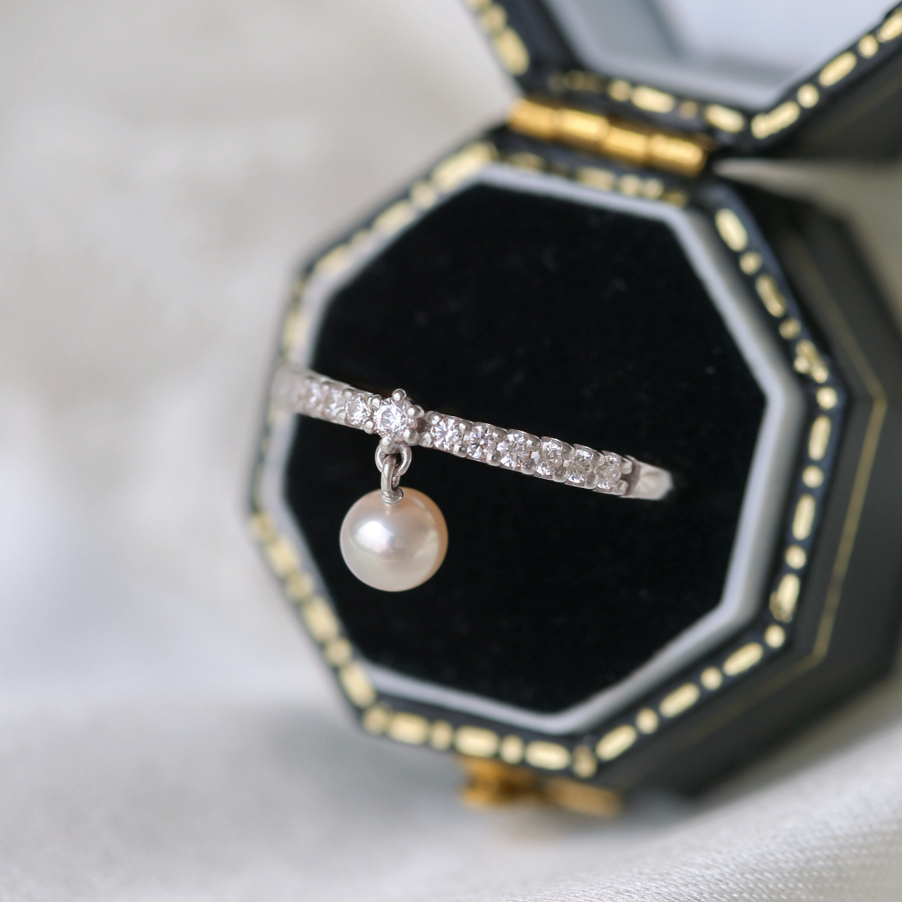 Pearl dangle ring pearl ring stackable ring dangle ring | Etsy