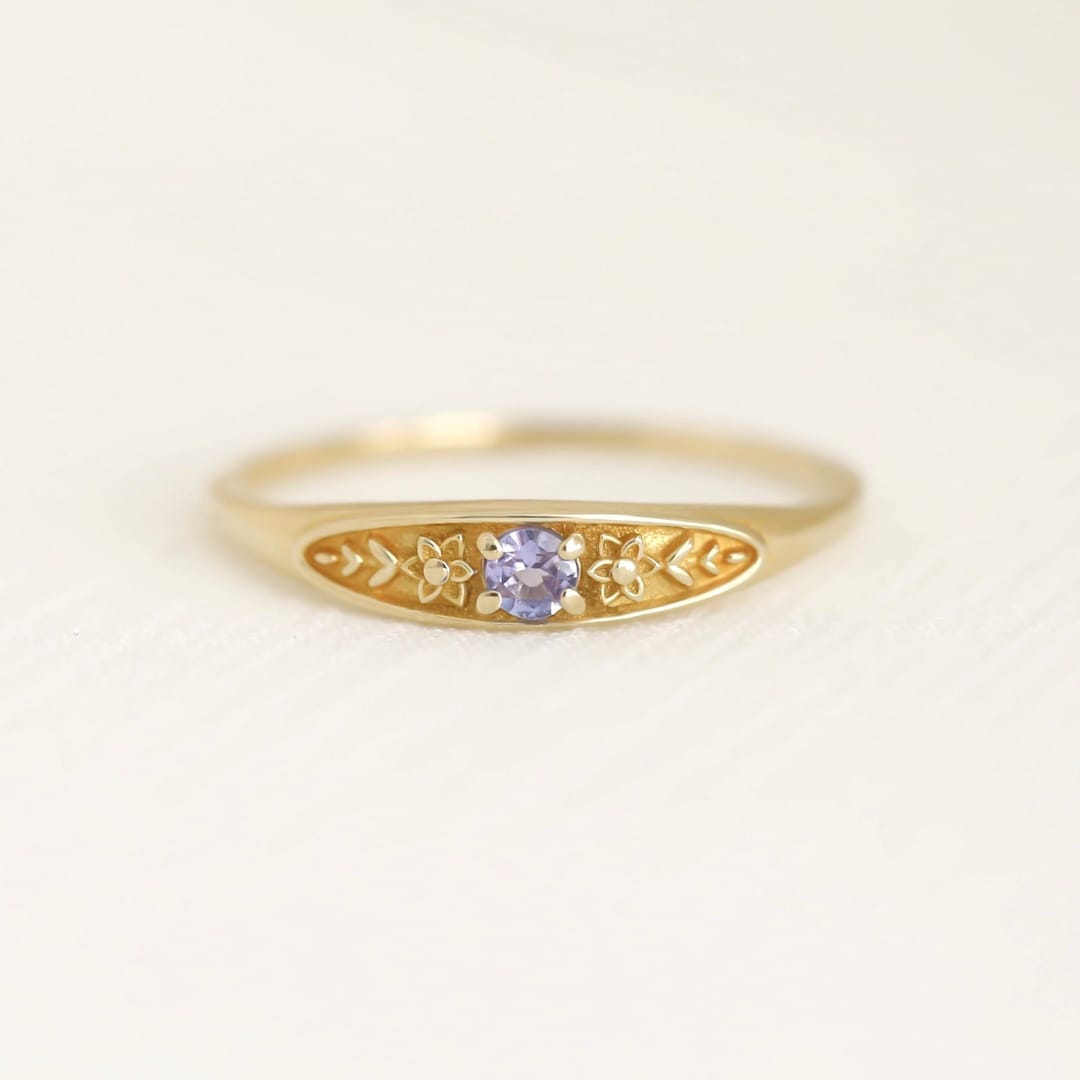 December Birth Ring, Birthstone Ring, Birth Flower Ring, Statement Ring ...