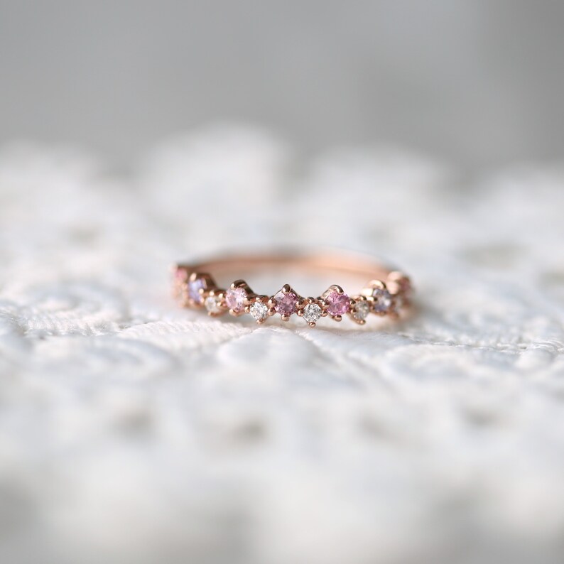 Dreamy Pink Sky Ring Multistone Ring Stackable Ring Color - Etsy