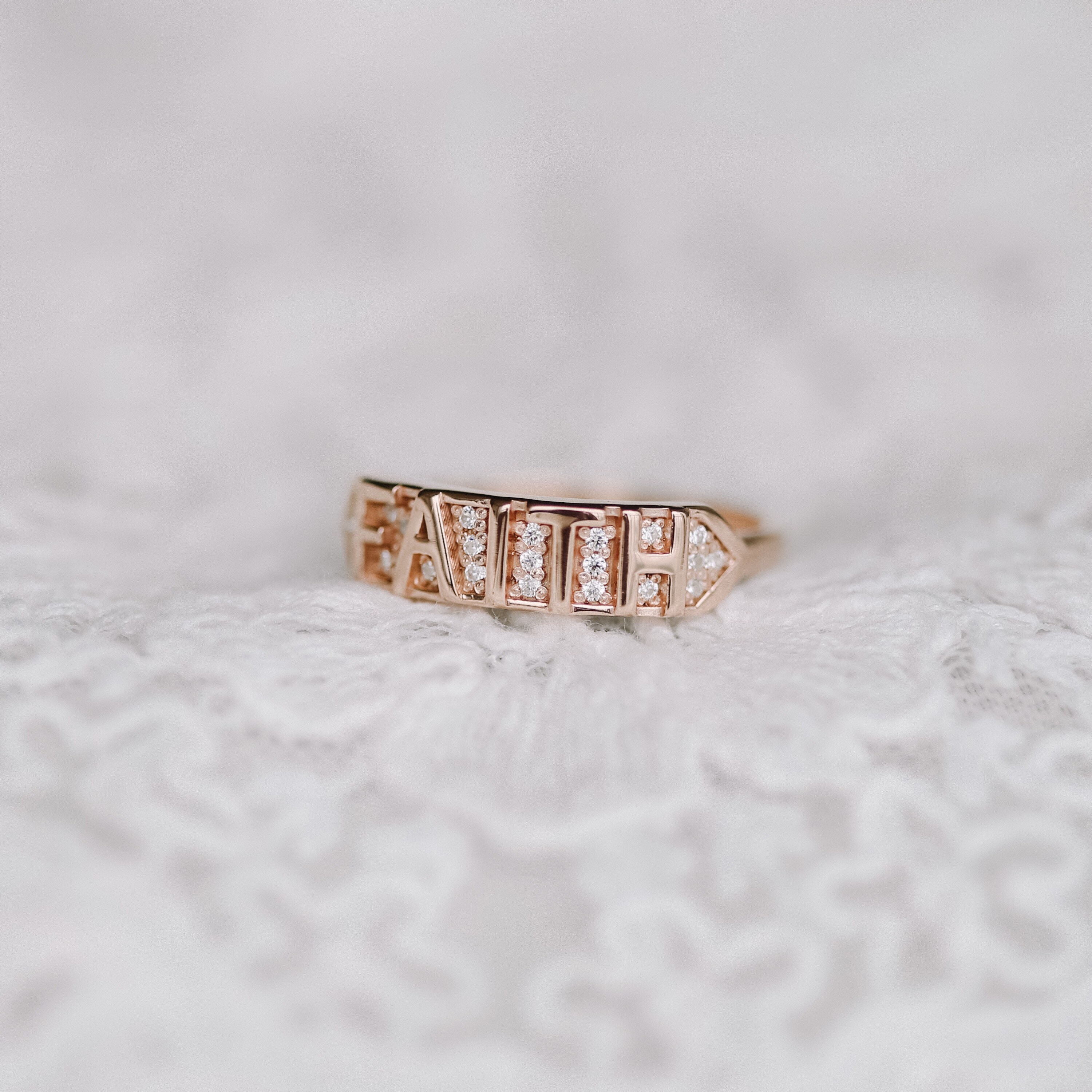 Faith Ring Diamond Ring Ringband Stackable Ring Silver | Etsy