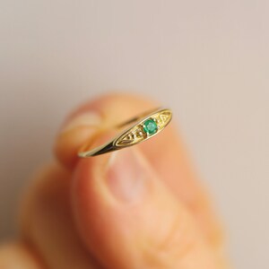 May Birth Ring, Emerald Ring, Gemstone Ring, Lily of the Valley Ring ...