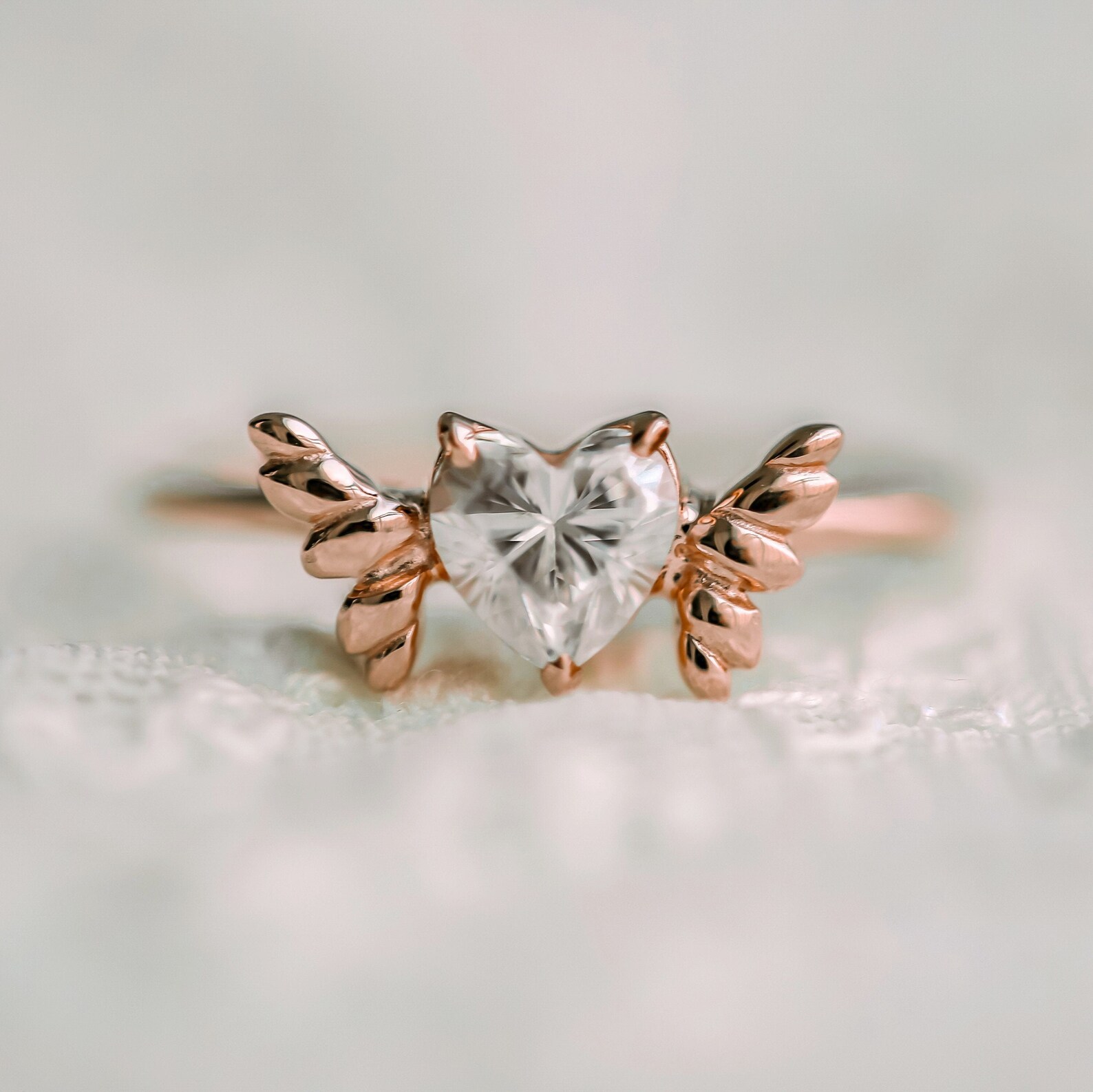 Angel Heart Ring Heart Ring Statement Ring Wing Ring - Etsy