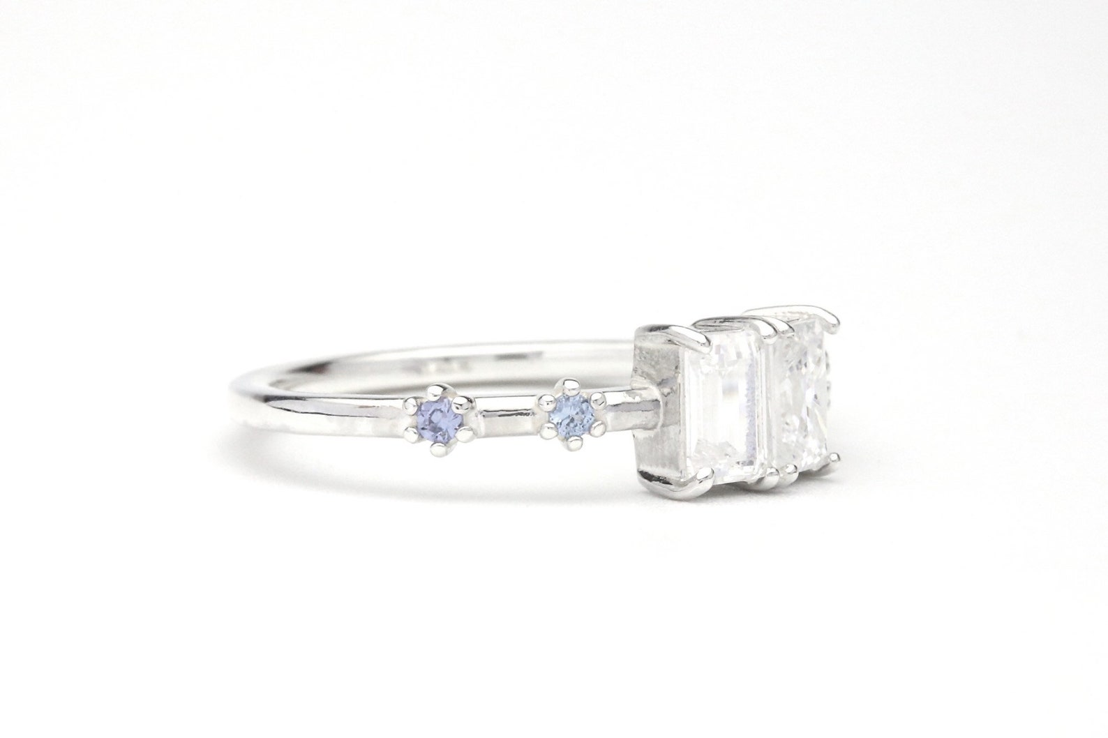 Sterling silver square stone ring multi stone ring dainty | Etsy