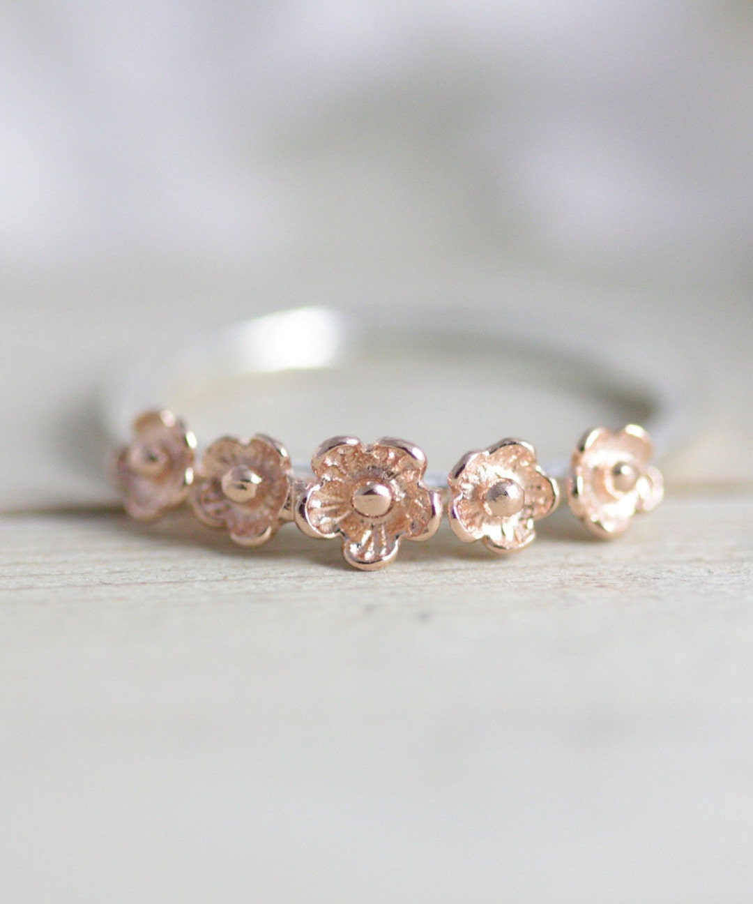 Cherry blossom ring, rose gold flower ring, rose gold jewelry, flower ...