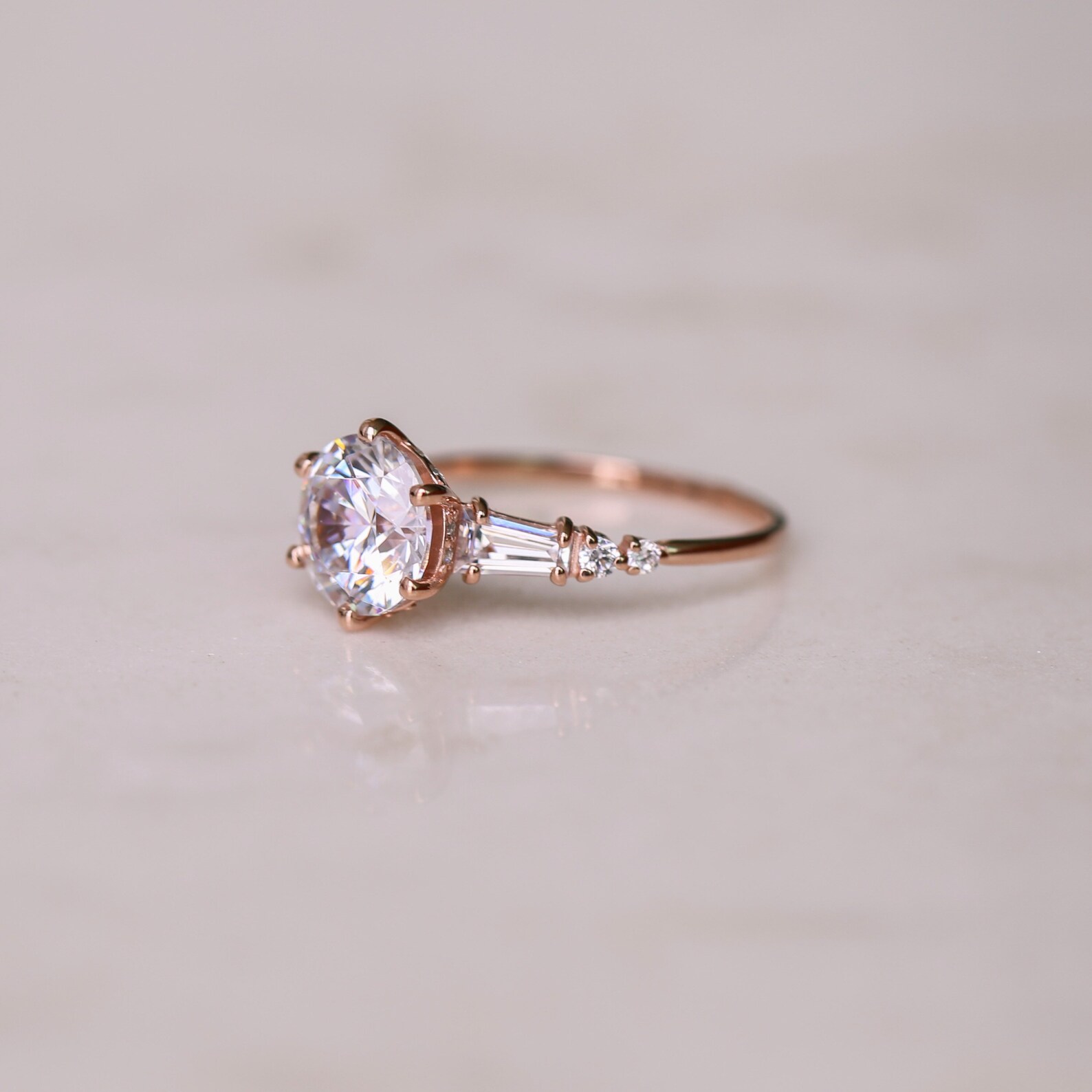 Seven Stone Ring Tapered Ring Engagement Ring Classic Style - Etsy