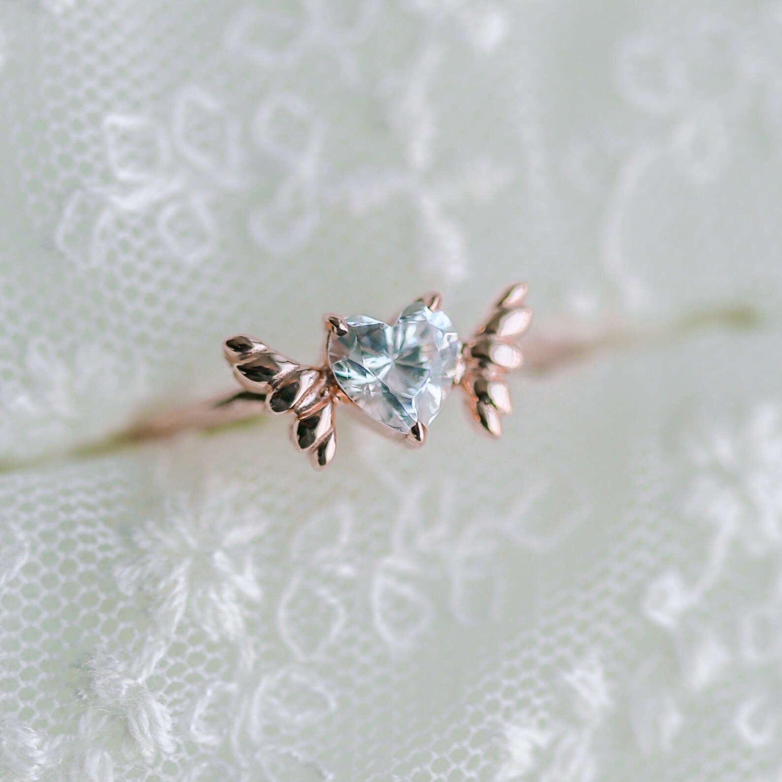 Angel Heart Ring Heart Ring Statement Ring Wing Ring - Etsy